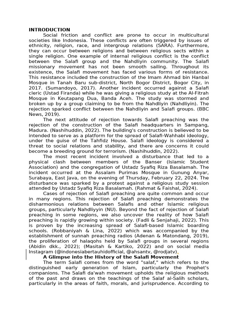 Salafi Movement Conflicts in Indonesia | PDF | Salafi Movement ...