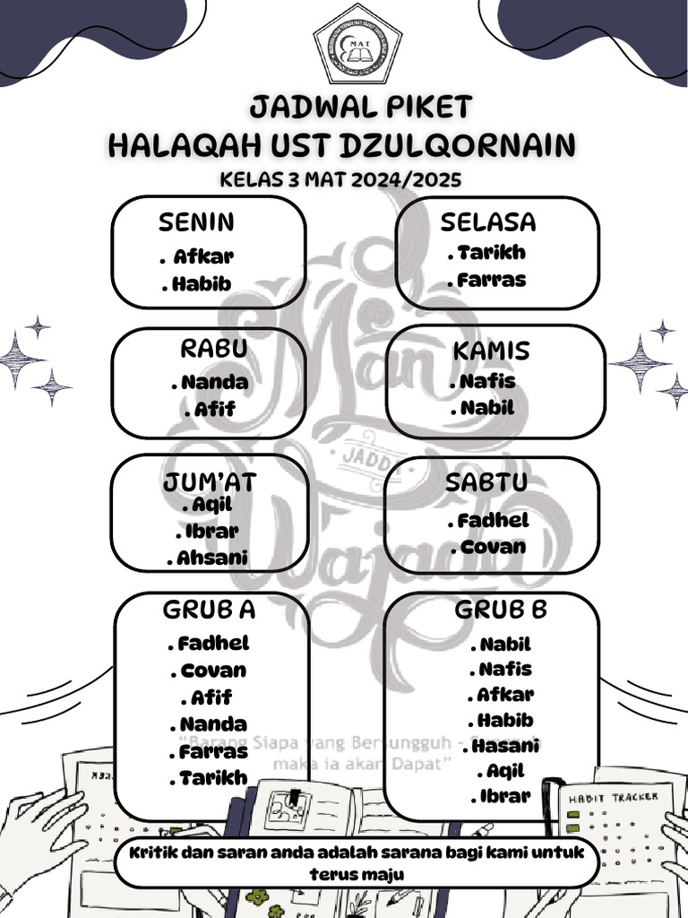Contoh Jadwal Piket | PDF