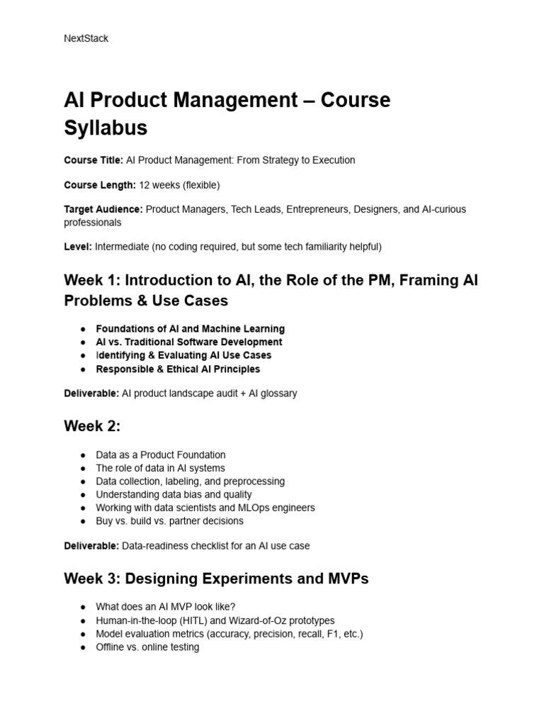 AI Product Management Course Syllabus | PDF | Artificial Intelligence ...
