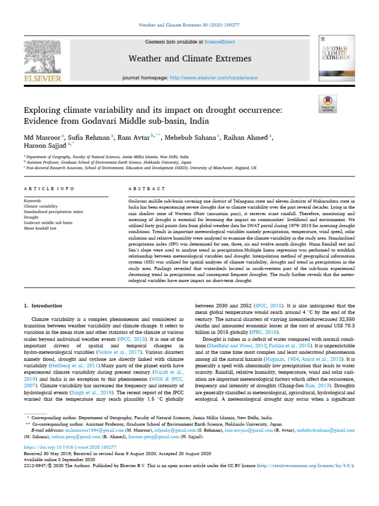 Climate Variability and Drought in Godavari | PDF | Drought | Climate