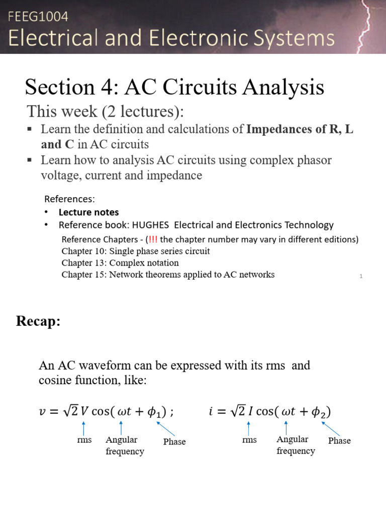 AC Circuits Analysis Lecture Slides 03 04 | PDF | Electrical Impedance | Capacitor