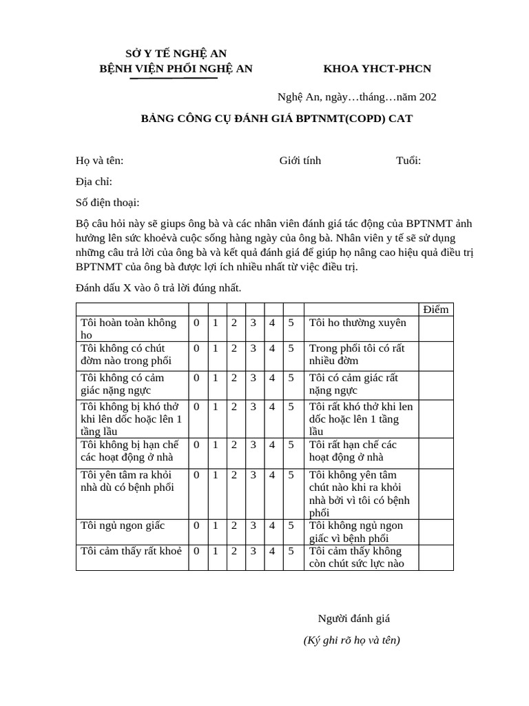 Bảng cat copd | PDF