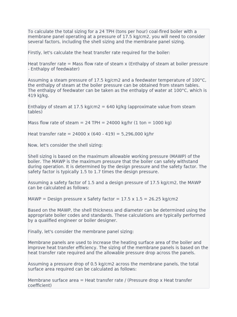 24 TPH Boiler Calculation Summary | PDF | Boiler | Enthalpy