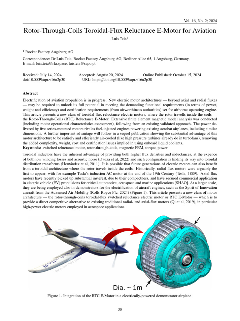 Rotor-Through-Coils Toroidal-Flux Reluctance E-Motor For Aviation | PDF ...