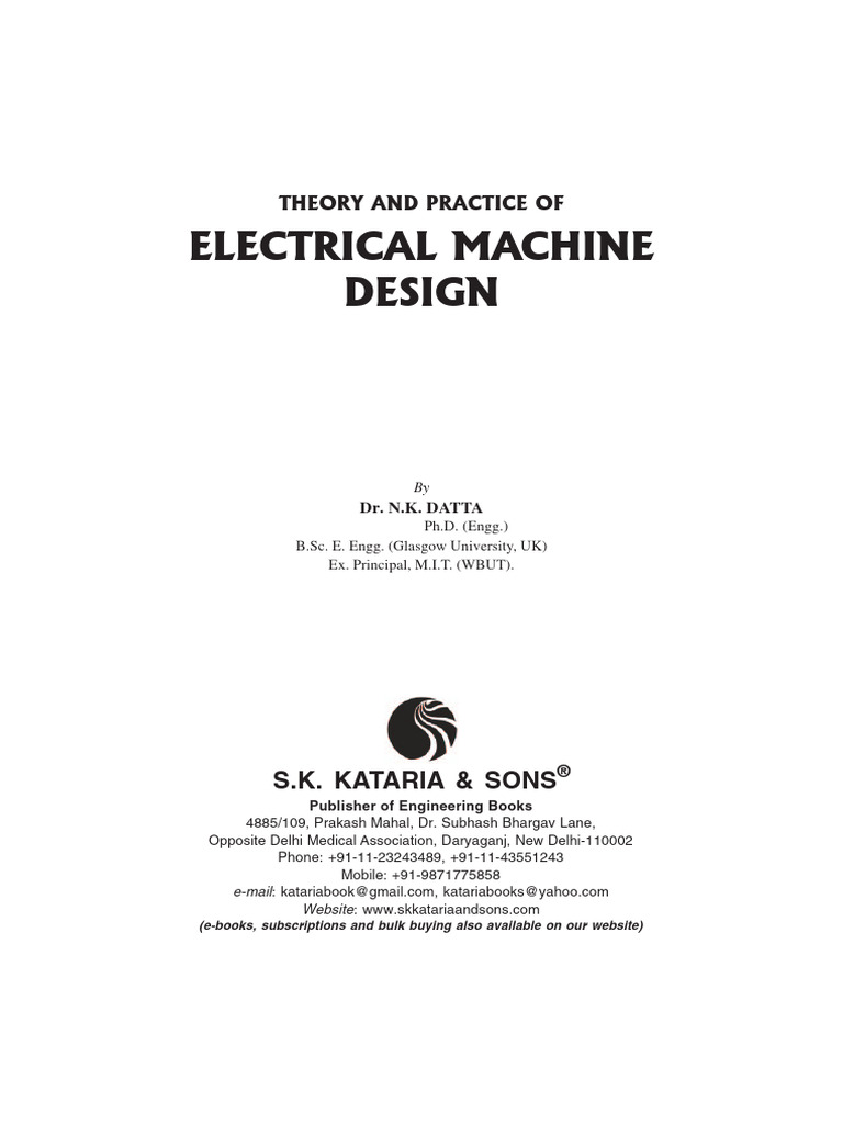 Theory and Practice of Electrical Machine Design - Dr. N.K. Datta | PDF ...