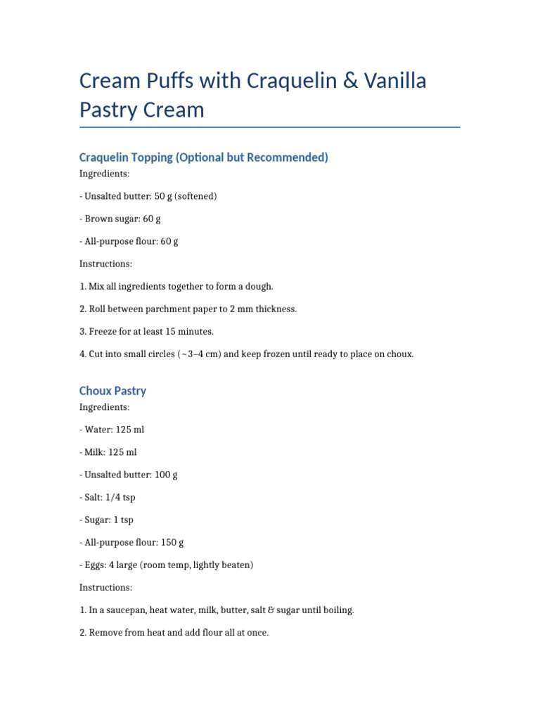 Cream Puffs Recipe | PDF