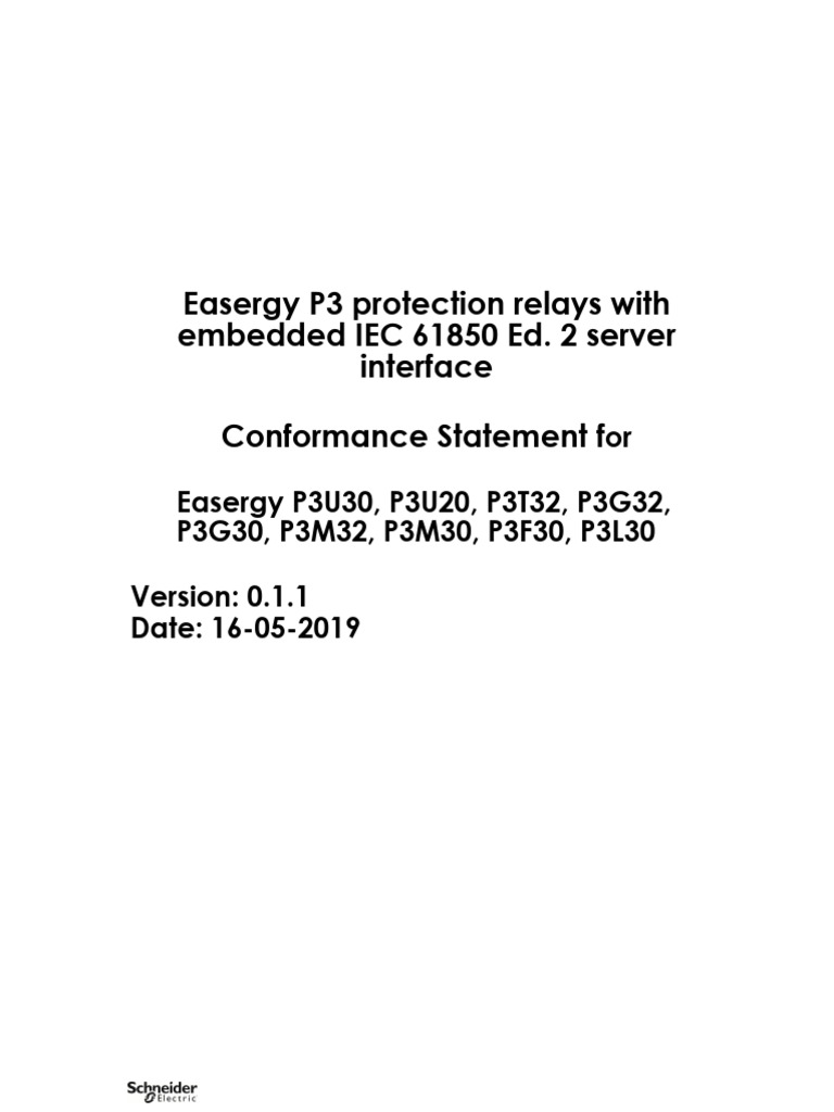 Easergy P3 Relays IEC 61850 Conformance | PDF | Xml | Computer Engineering