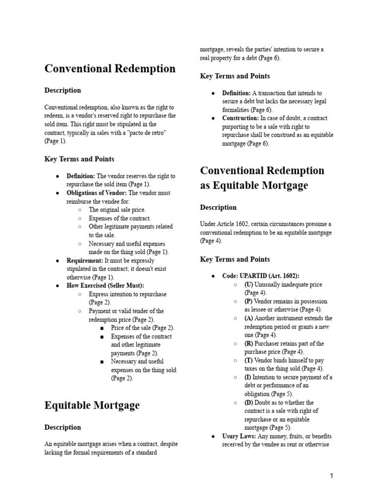 Understanding Conventional Redemption Rights | PDF | Lease | Assignment ...
