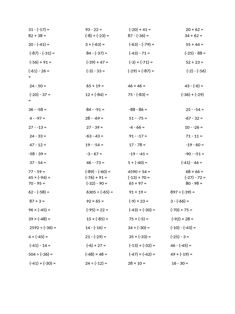 Math Worksheet 1 | PDF