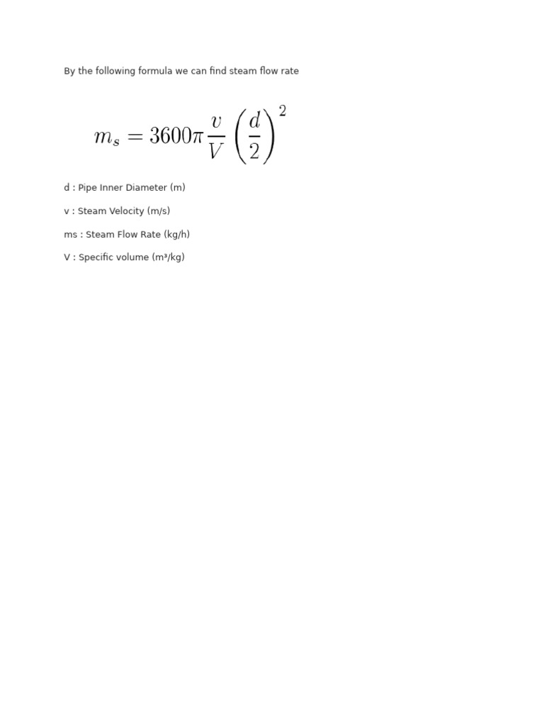 Steam Flow Rate Formula | PDF