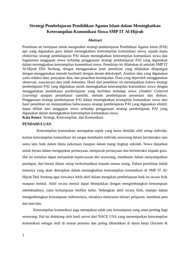 Strategi Pembelajaran PAI | PDF