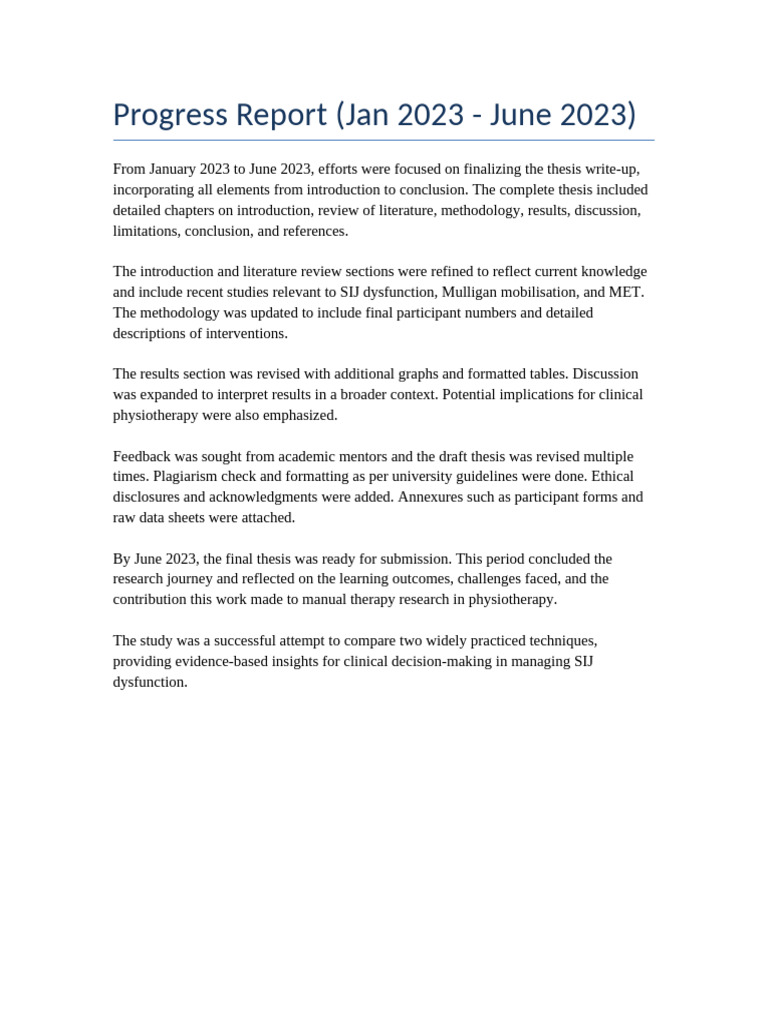 Progress Report Jan2023 June2023 | PDF