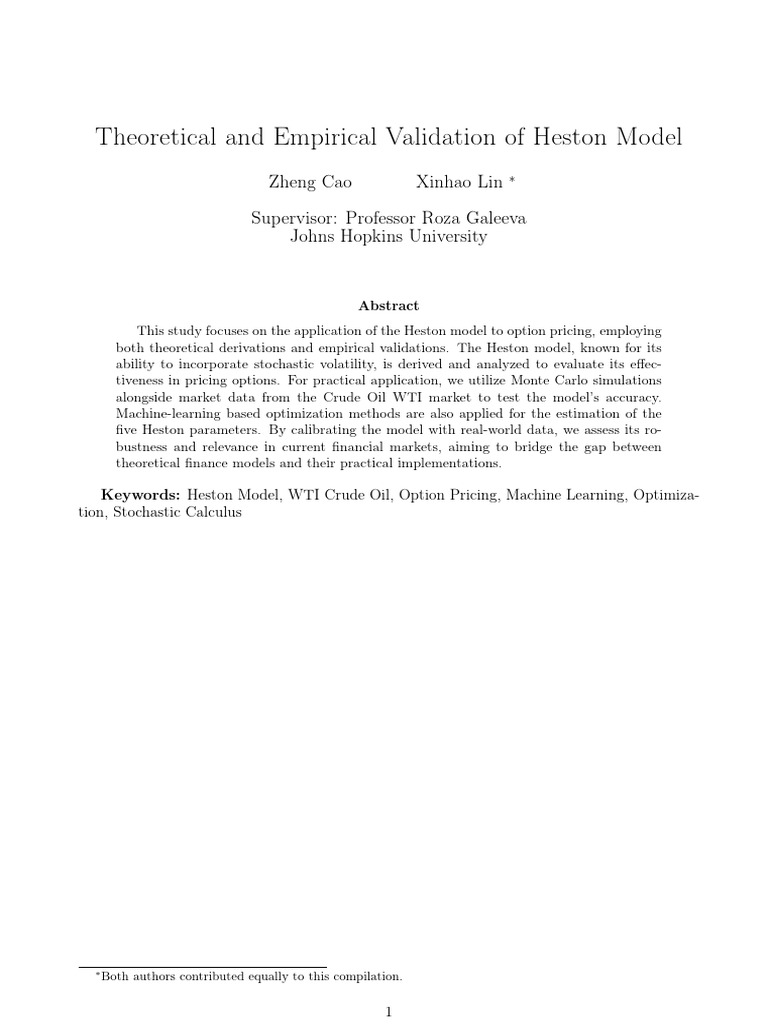 Heston Model Validation for Option Pricing | PDF | Greeks (Finance ...