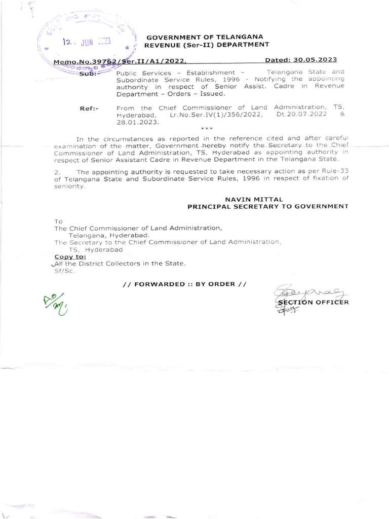 Appointing Authority - Senior Assistant Cadre | PDF