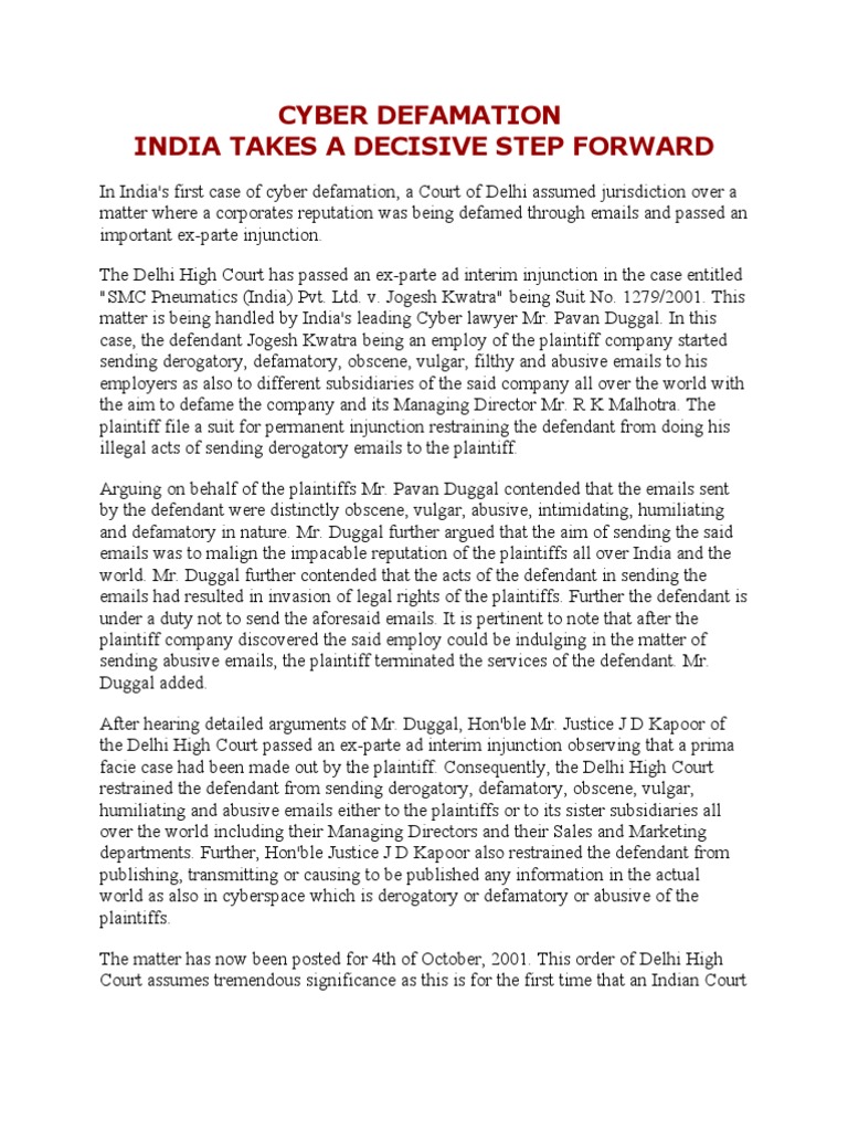 Cyber Defamation | PDF | Defamation | Cybercrime