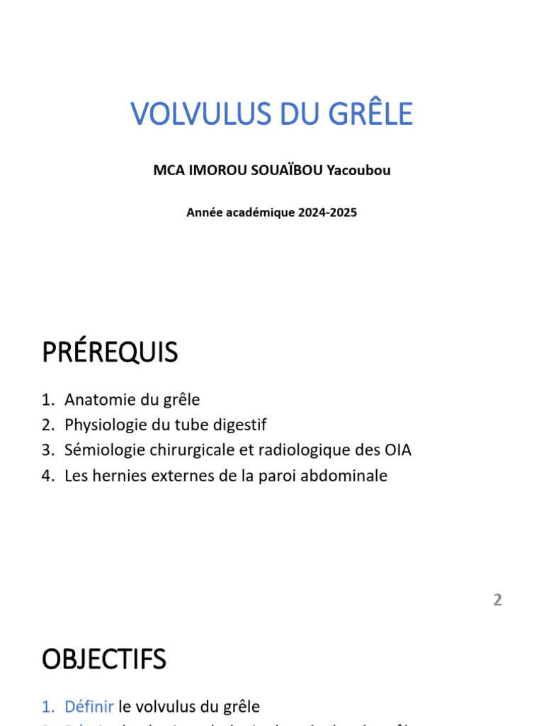 Volvulus du Grêle : Définition et Traitement | PDF | Spécialités ...
