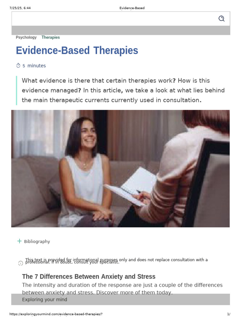 Evidence Based Therapies | PDF | Romance (Love) | Psychology