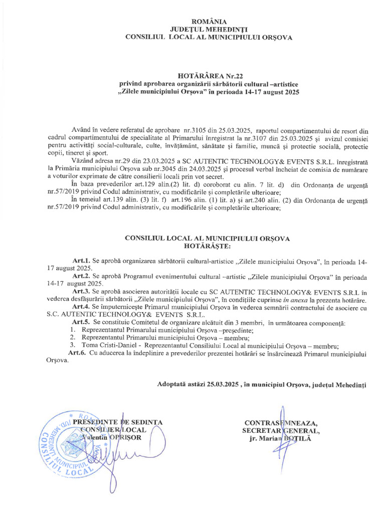 HCL Nr. 22 Din 25.03.2025 SKM - 22725040110530 | PDF