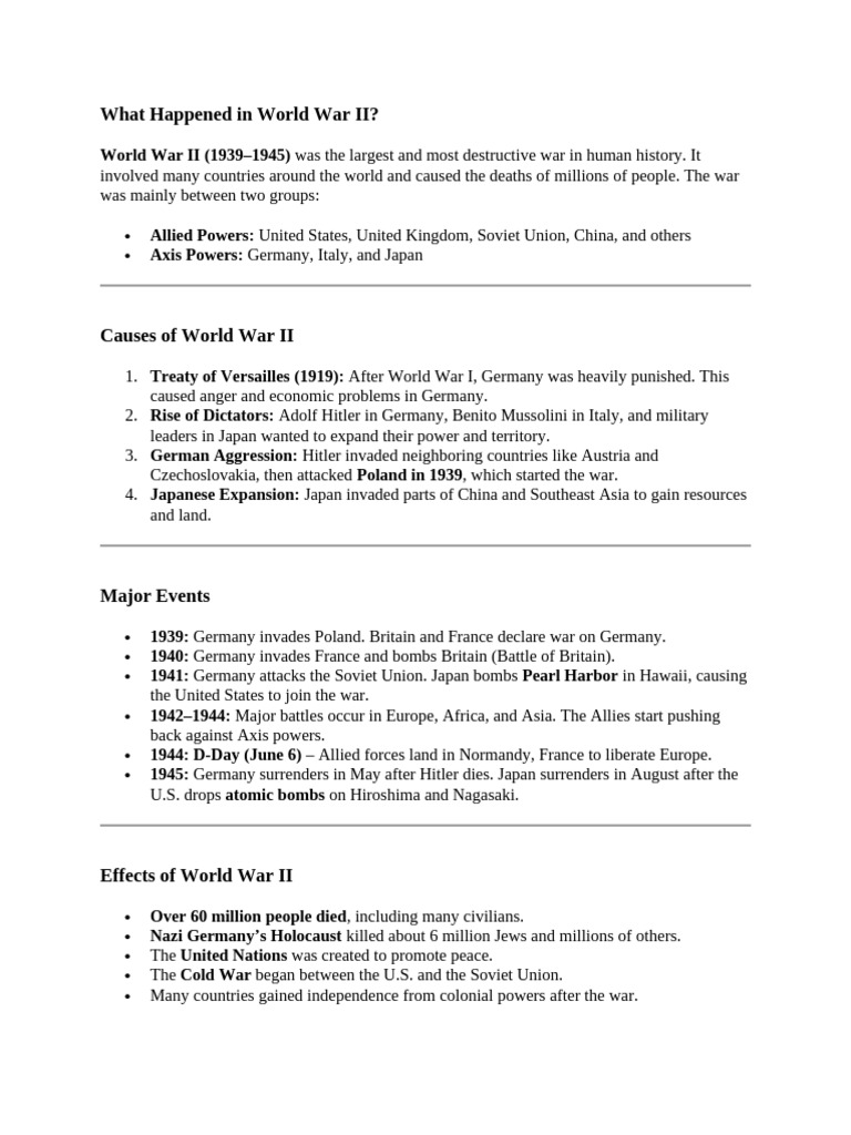 Overview of World War II Events and Impact | PDF