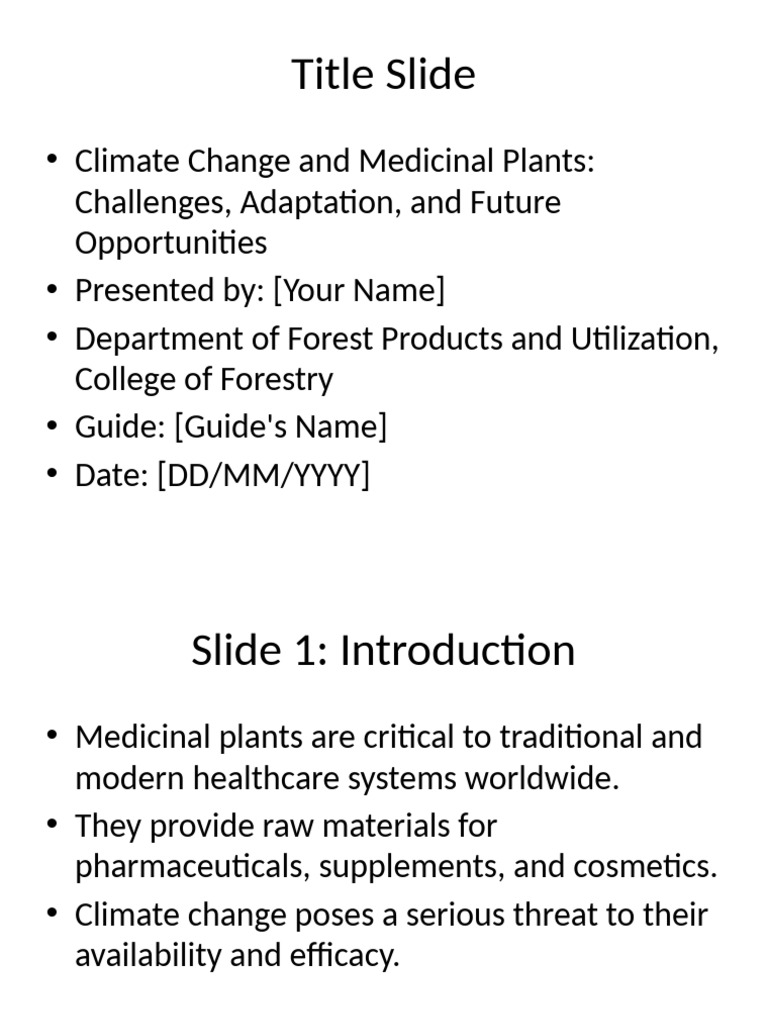 Climate Change Medicinal Plants Most Detailed 35 Slides | PDF ...