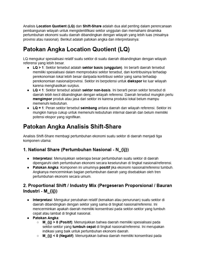 Analisis LQ SHIFT Patokan Angkanya | PDF