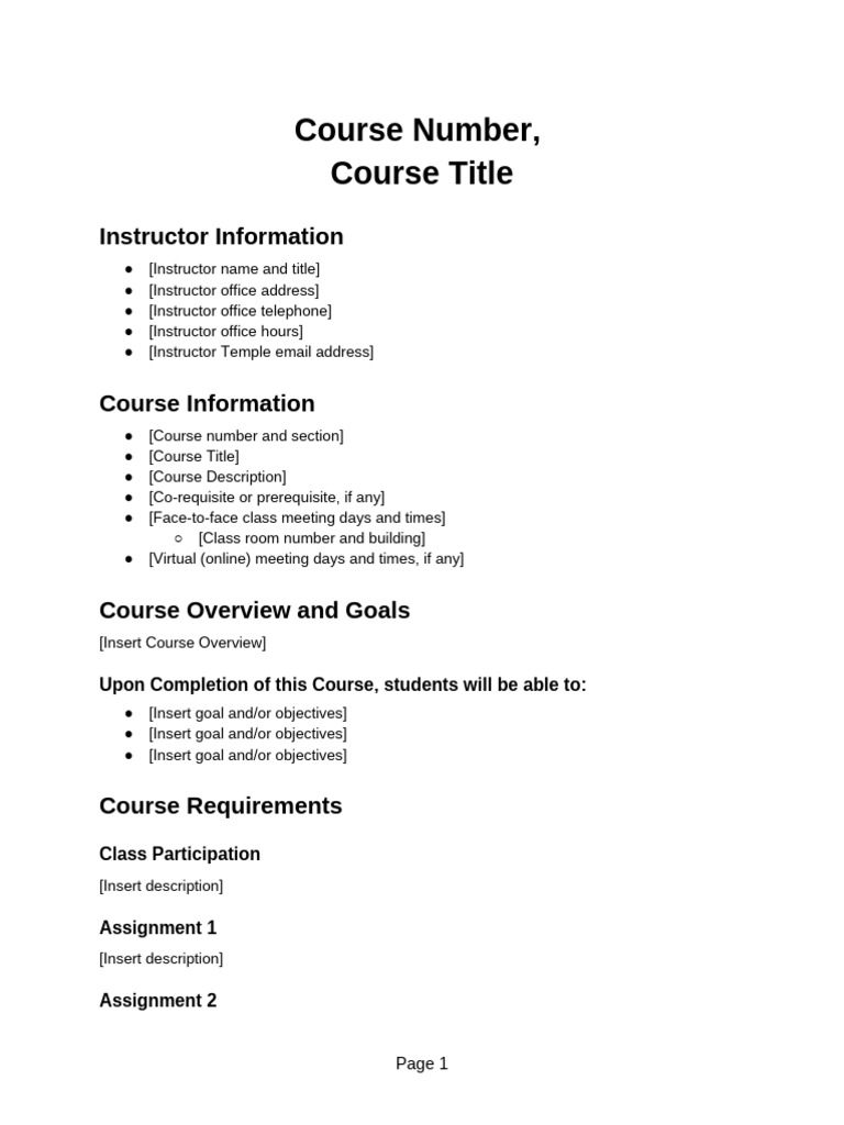 Sample Accessible Syllabus Template | PDF