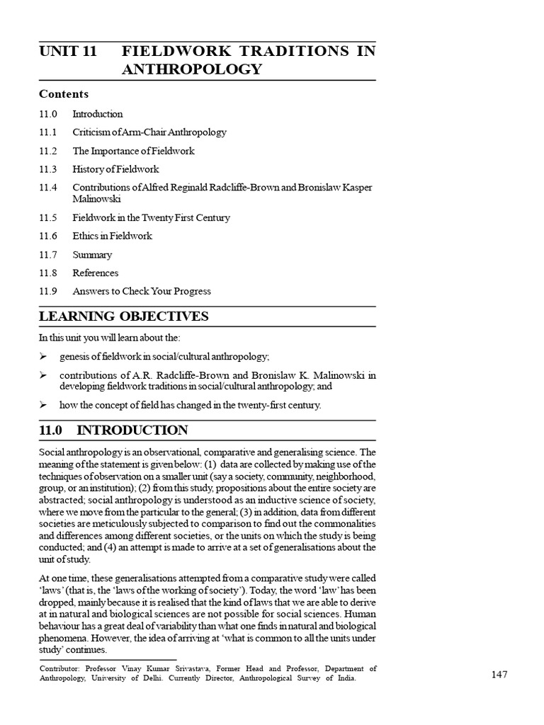 Unit-11 Fieldwork Traditions in Anthropology | PDF | Anthropology ...