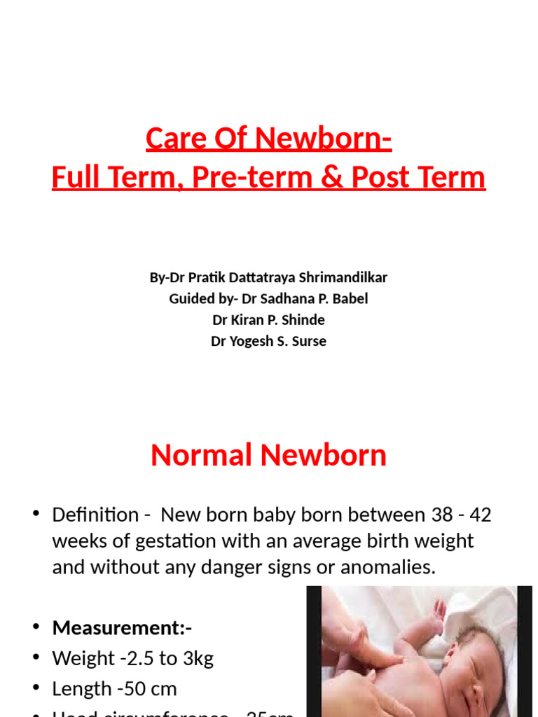 Post Term Baby Care Guidelines | PDF | Infants | Neonatal Intensive ...