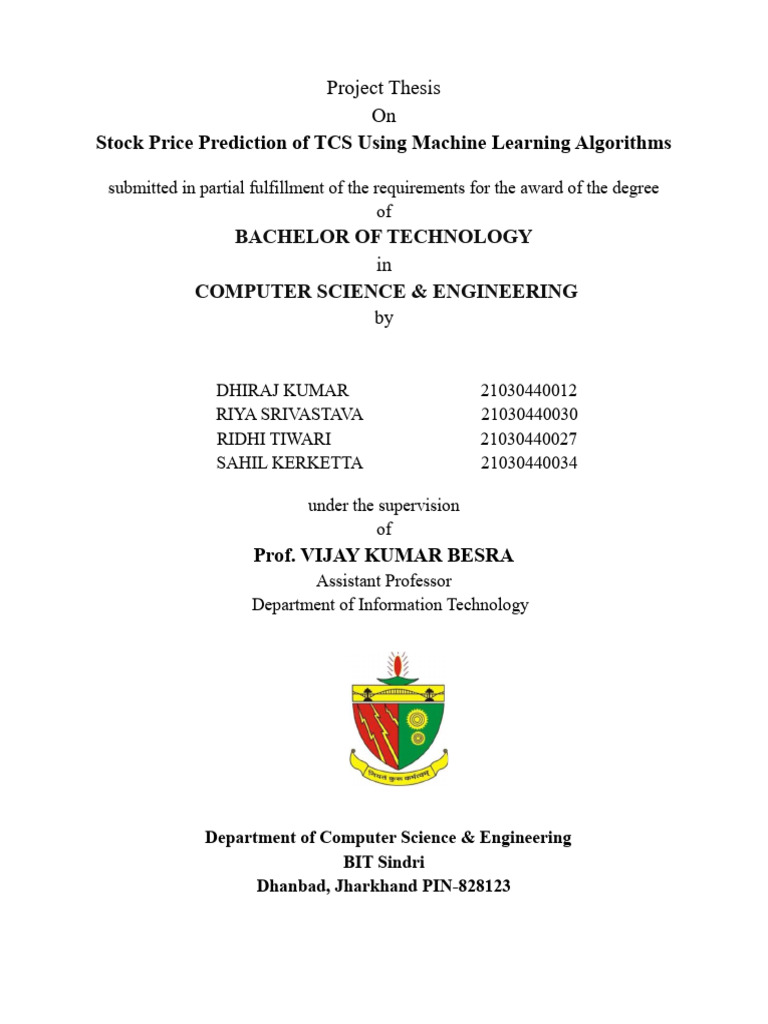Thesis On Stock Price Prediction | PDF | Regression Analysis | Mean Squared Error