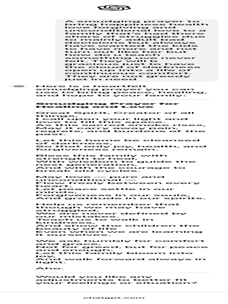 Smudging Prayer For Healing | PDF