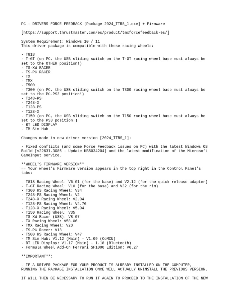 Thrustmaster TMX 2024 TTRS 1 | PDF | Computing