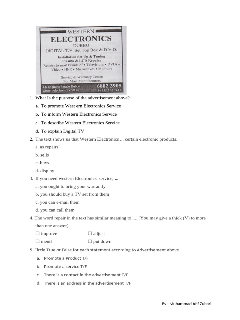 What Is The Purpose of The Advertisement Above | PDF
