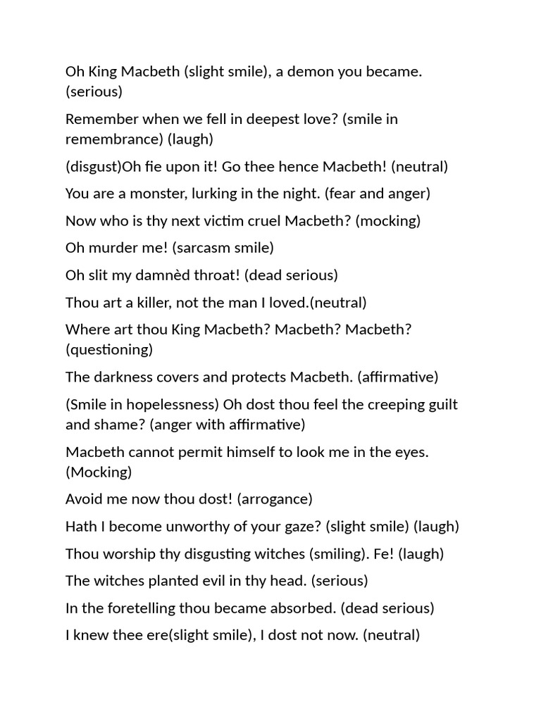 King Macbeth Monologue | PDF