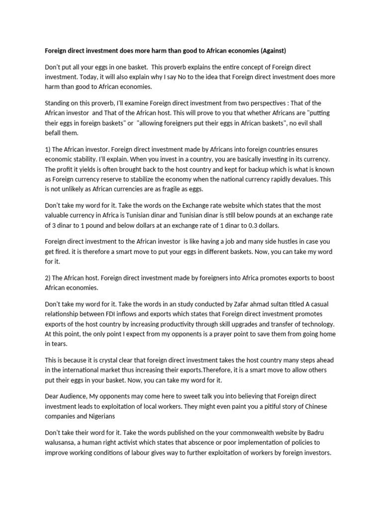 Ada's Jaw War Speech Draft 4 | PDF | Foreign Direct Investment | Exchange Rate