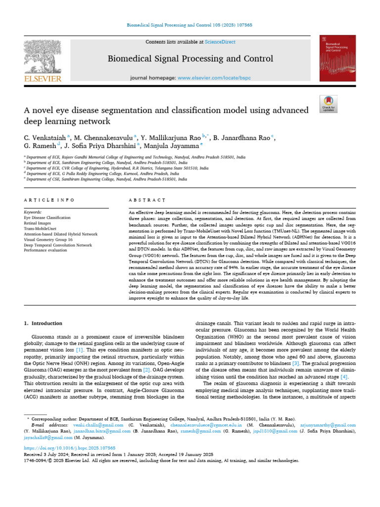 eye disease using deep learning elsevier journal - JK batch | PDF | Deep Learning | Glaucoma