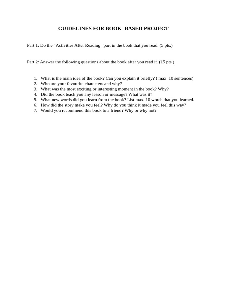 Guidelines For Book-Based Project (b1) | PDF