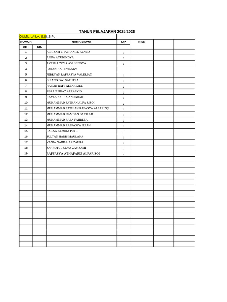 Daftar Siswa 2025-2026 NIS, NISN | PDF