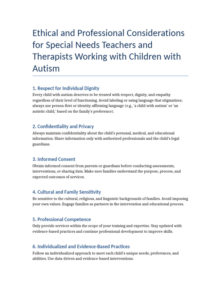 Ethical Professional Considerations Autism | PDF | Autism | Inclusion ...