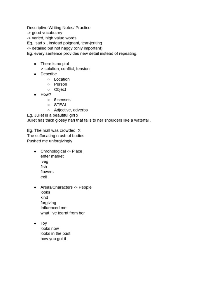 Grade 7 Descriptive Writing Guide | PDF
