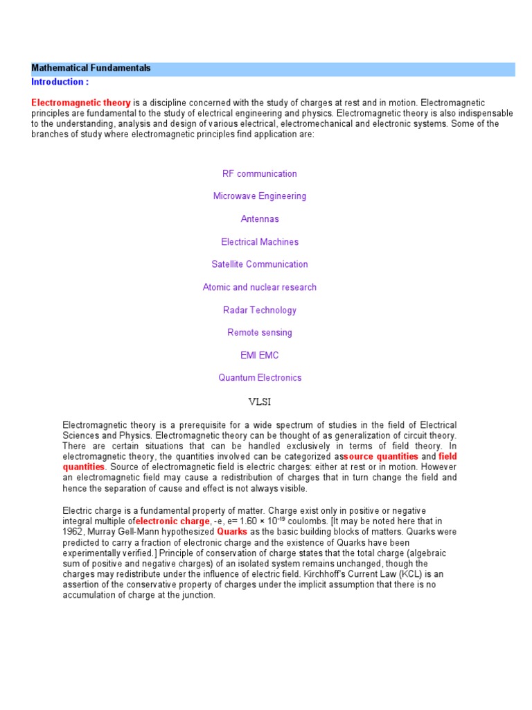 Mathematical Fundamentals | PDF | Divergence | Euclidean Vector Mathematical Fundamentals | PDF | Divergence | Euclidean Vector