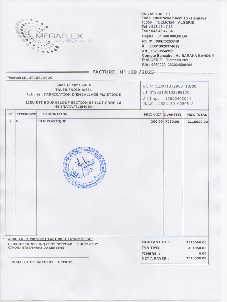 Facture 129 Taleb | PDF