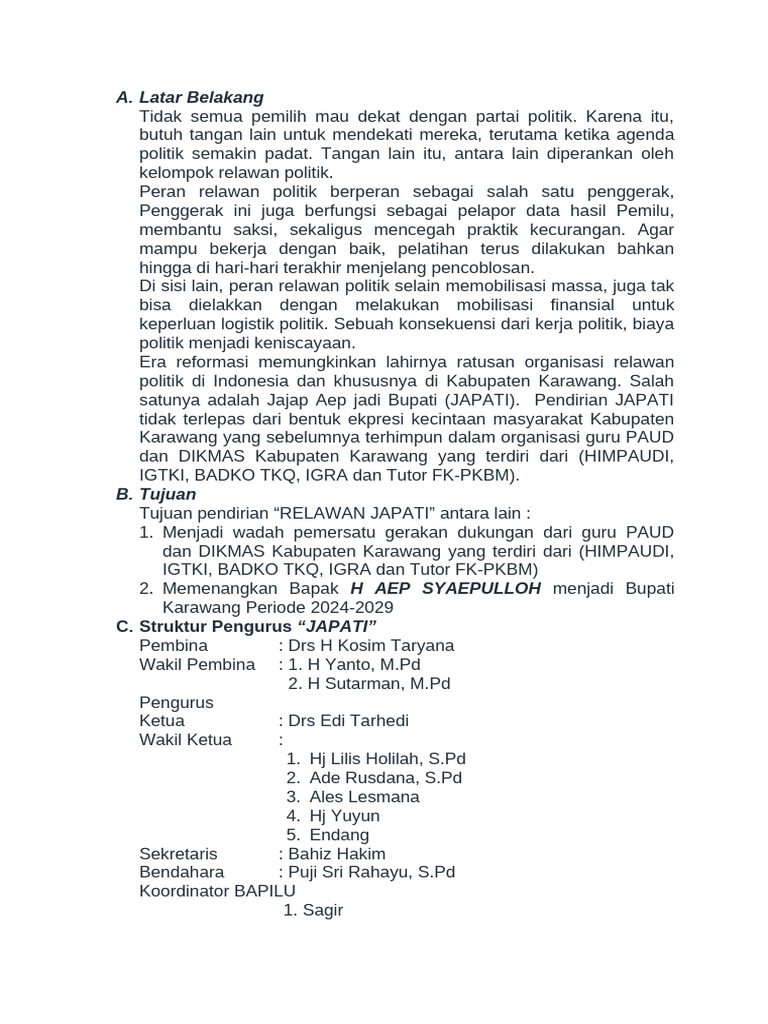 Relawan JAPATI: Strategi Menang Pemilu 2024 | PDF