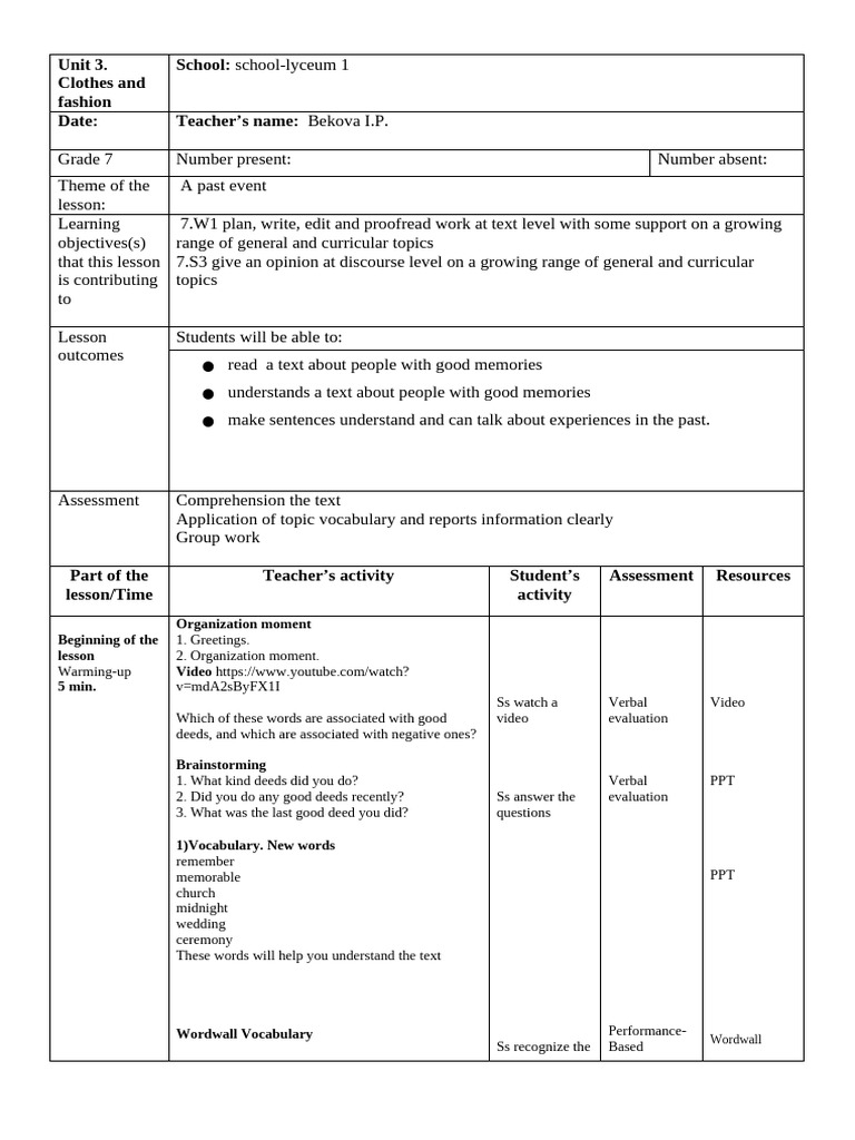 Lesson Study A Past Event | PDF | Vocabulary | Linguistics