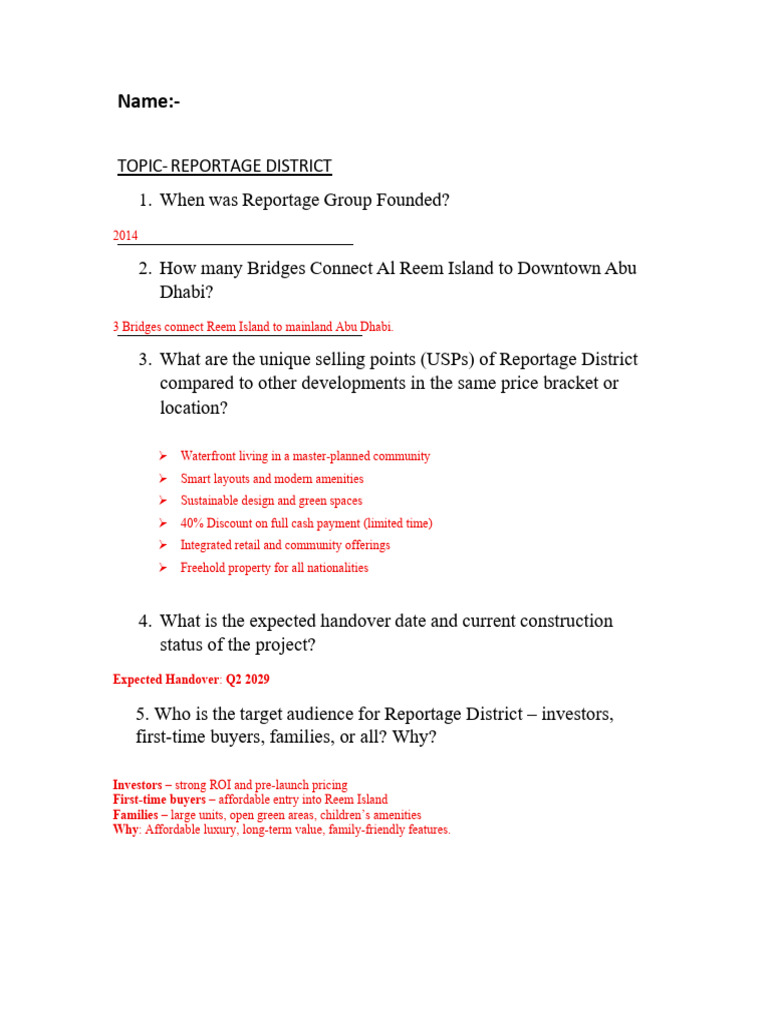 District Test Paper Answers | PDF