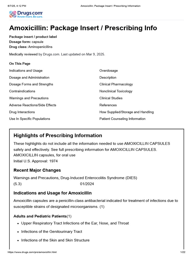 Amoxicillin 500mg Prescription Guide | PDF | Dose (Biochemistry ...