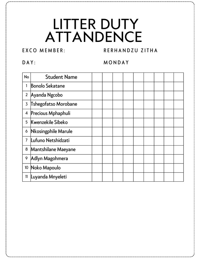 Blue White Illustrated Class Attendance Document | PDF