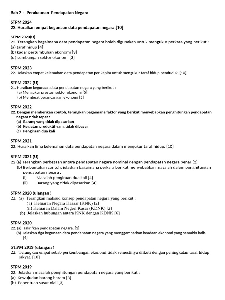 Bab 2 (Soalan THN Lepas Makro) | PDF