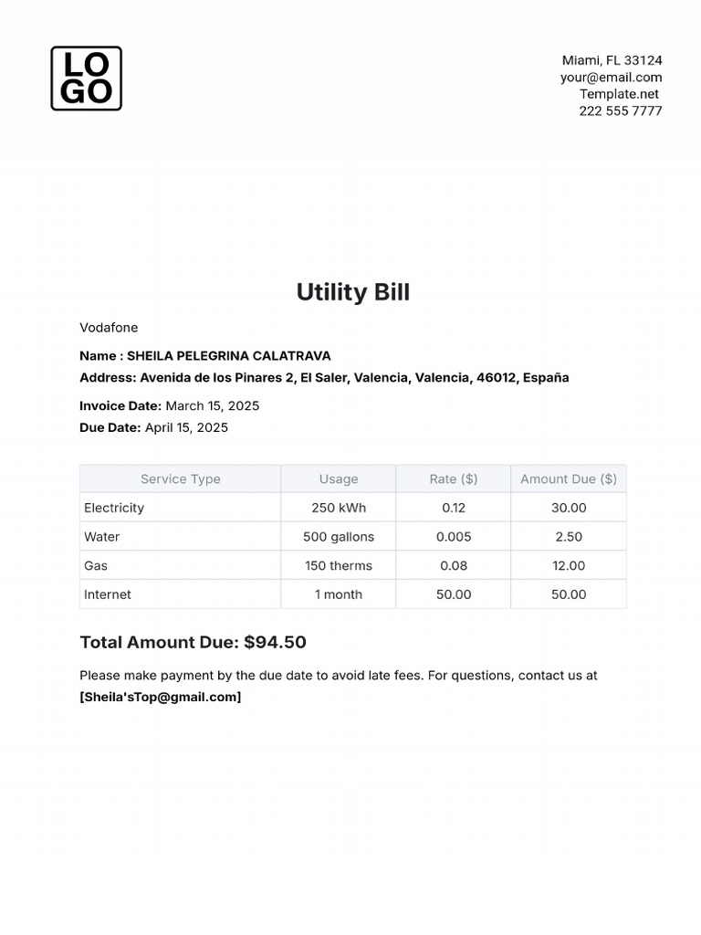 Utility Bill Template | PDF