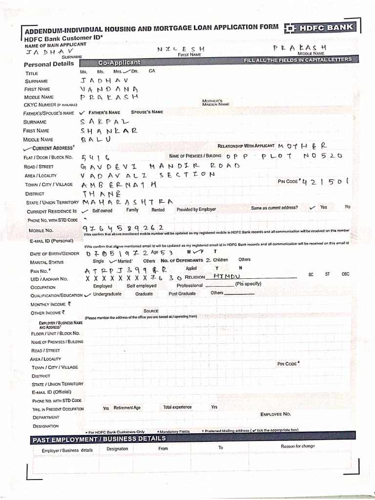 Co Applicant Loan Form | PDF