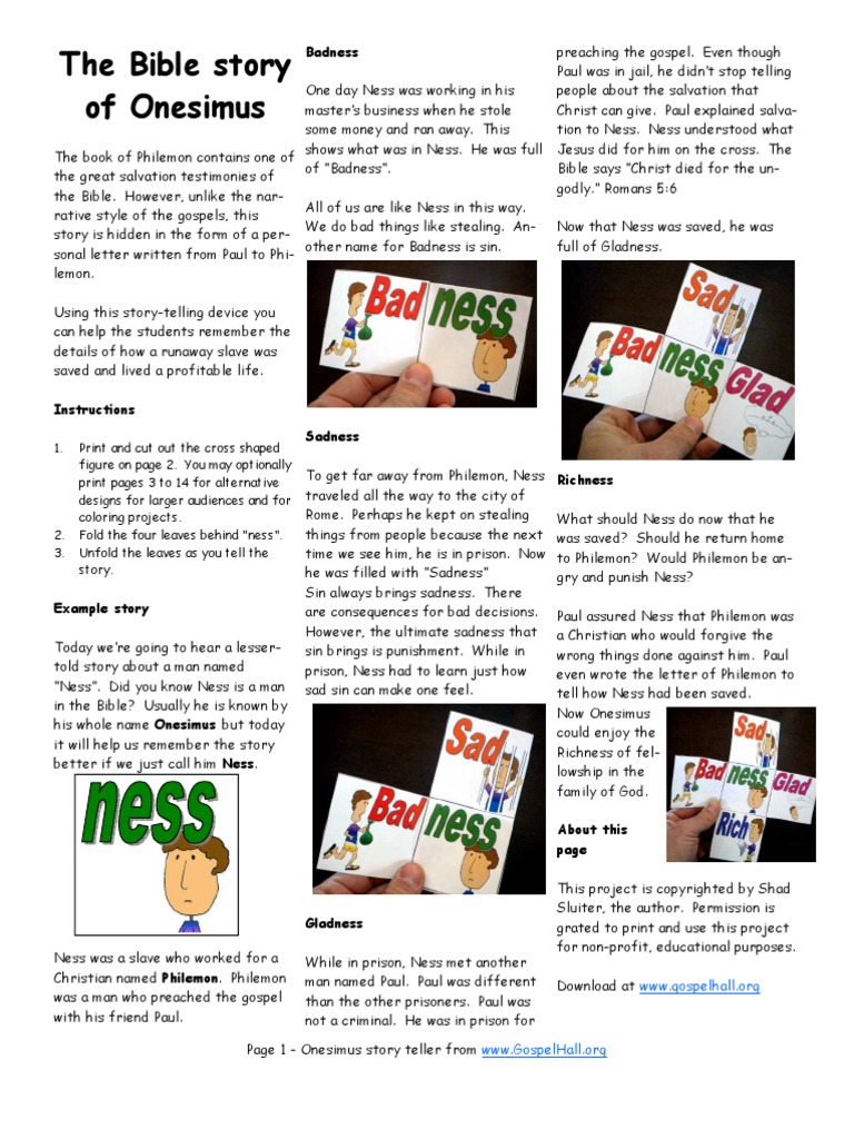 Sunday School Lesson Activity 827 Paul Answers for Onesimus Sin ...